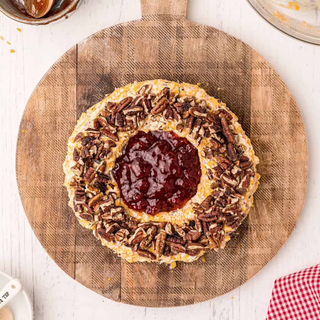 Cheddar Pecan Cheese Ring with Strawberry Preserves - Lana's Cooking
