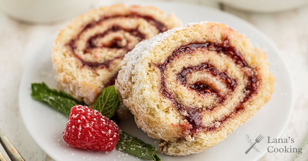 Raspberry Filled Jelly Roll Recipe - Lana’s Cooking